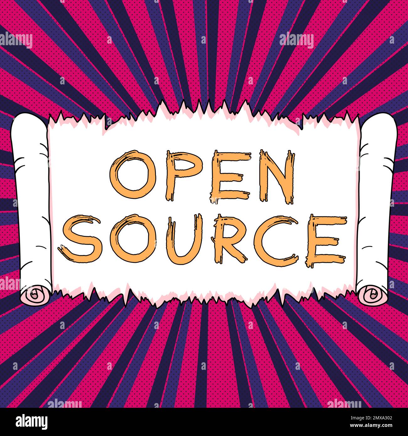 Conceptual display Open Source. Internet Concept denoting software which original source code ...