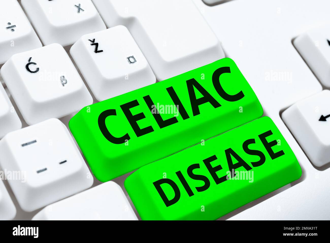 Hand writing sign Celiac Disease. Business overview Small intestine is ...
