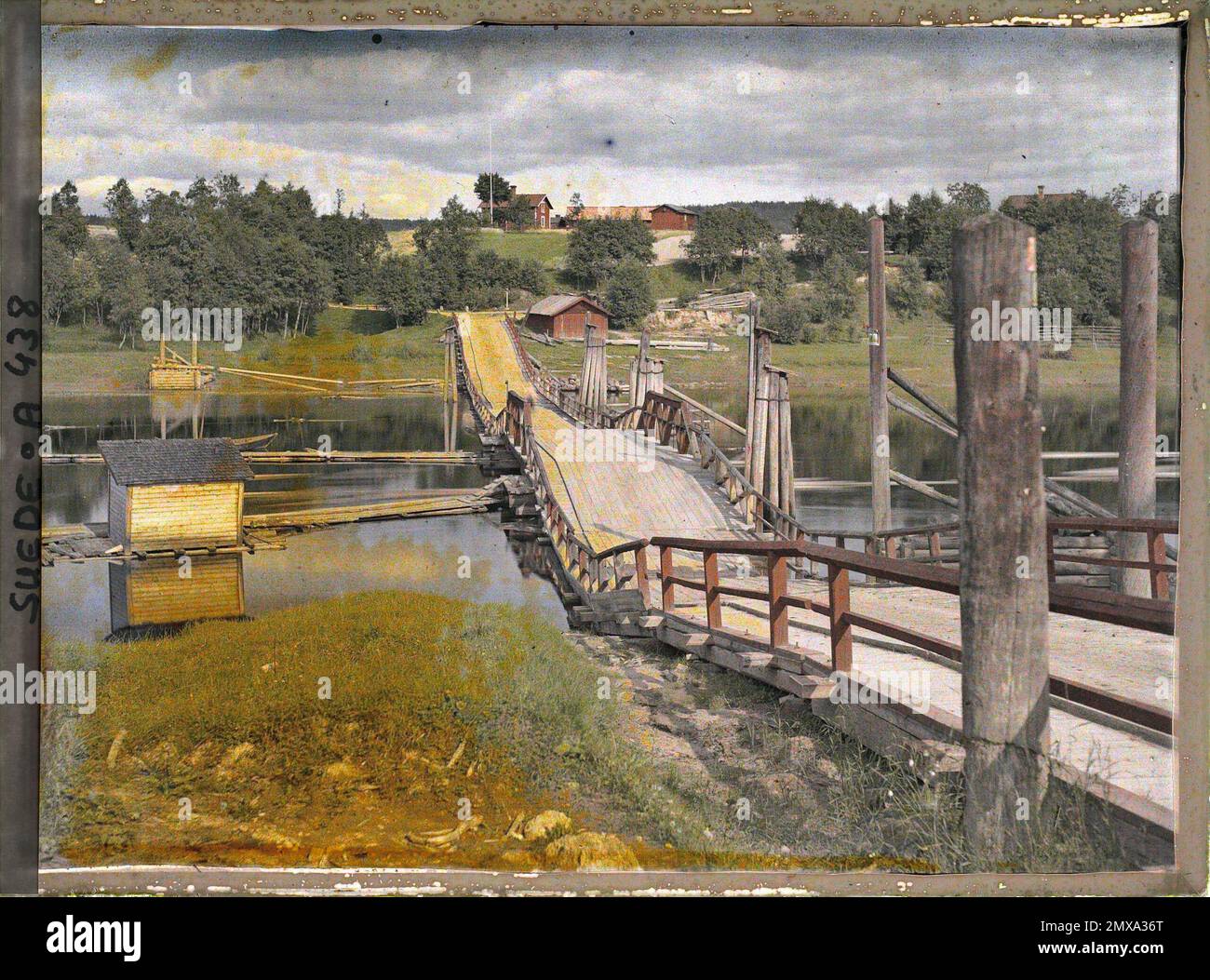 Surroundings of Gagnef, Djurås, Sweden a floating bridge , 1910 ...