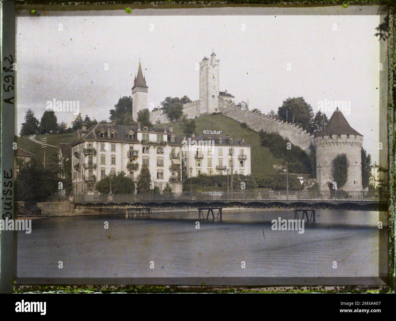 Lucerne, Switzerland La Reuss and the ramparts of the Musegg , 1911 ...