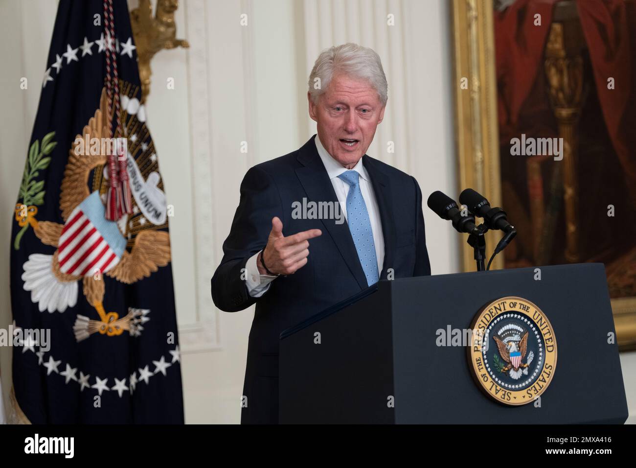 Former US President Bill Clinton delivers remarks to mark the 30th ...