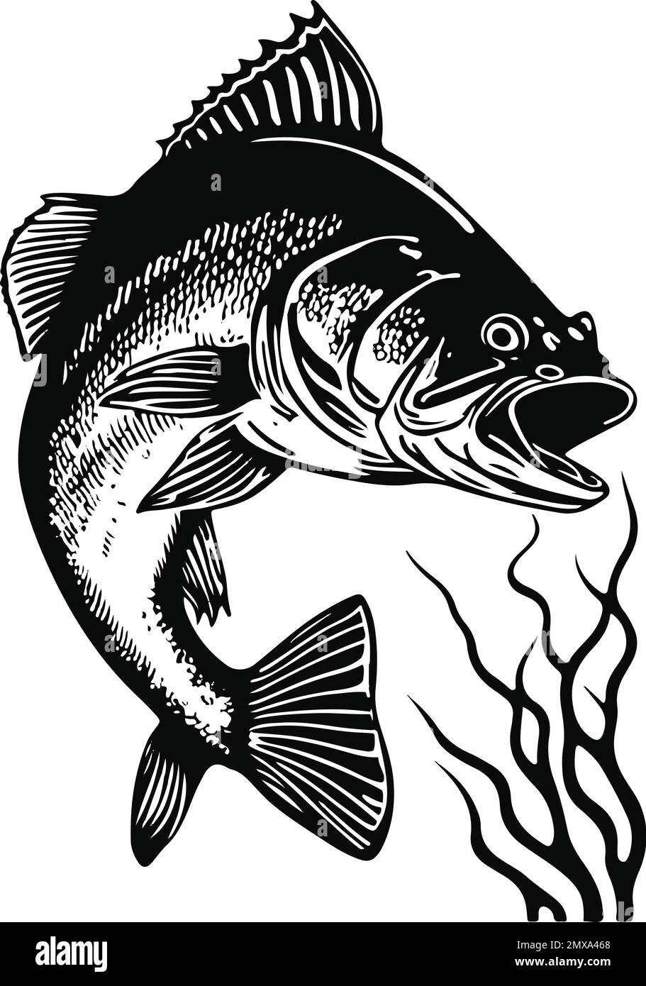 Bass Fish Jumping In the Air Logo Stock Vector Image & Art - Alamy