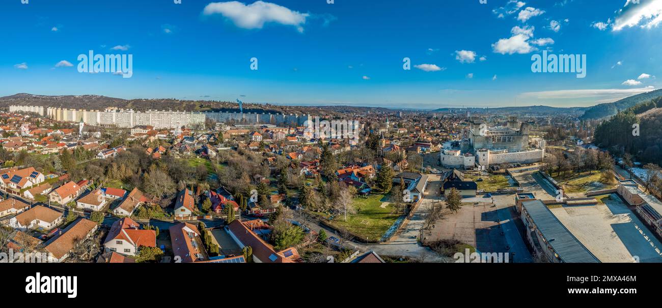 Aerial view of Diosgyor castle in Miskolc Borsod county Hungary, under ...