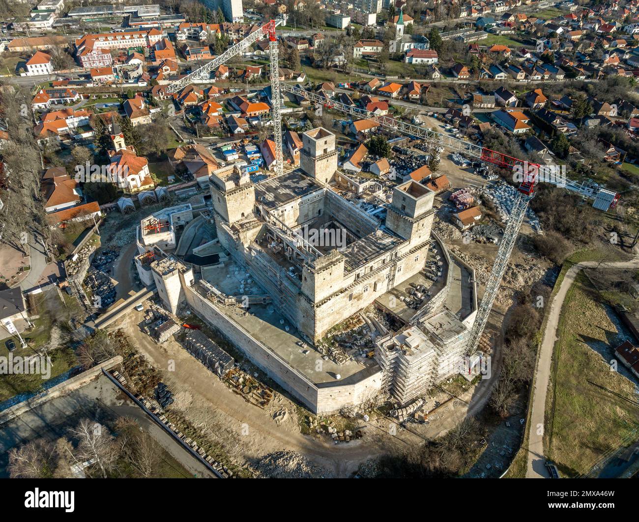 Aerial view of Diosgyor castle in Miskolc Borsod county Hungary, under ...