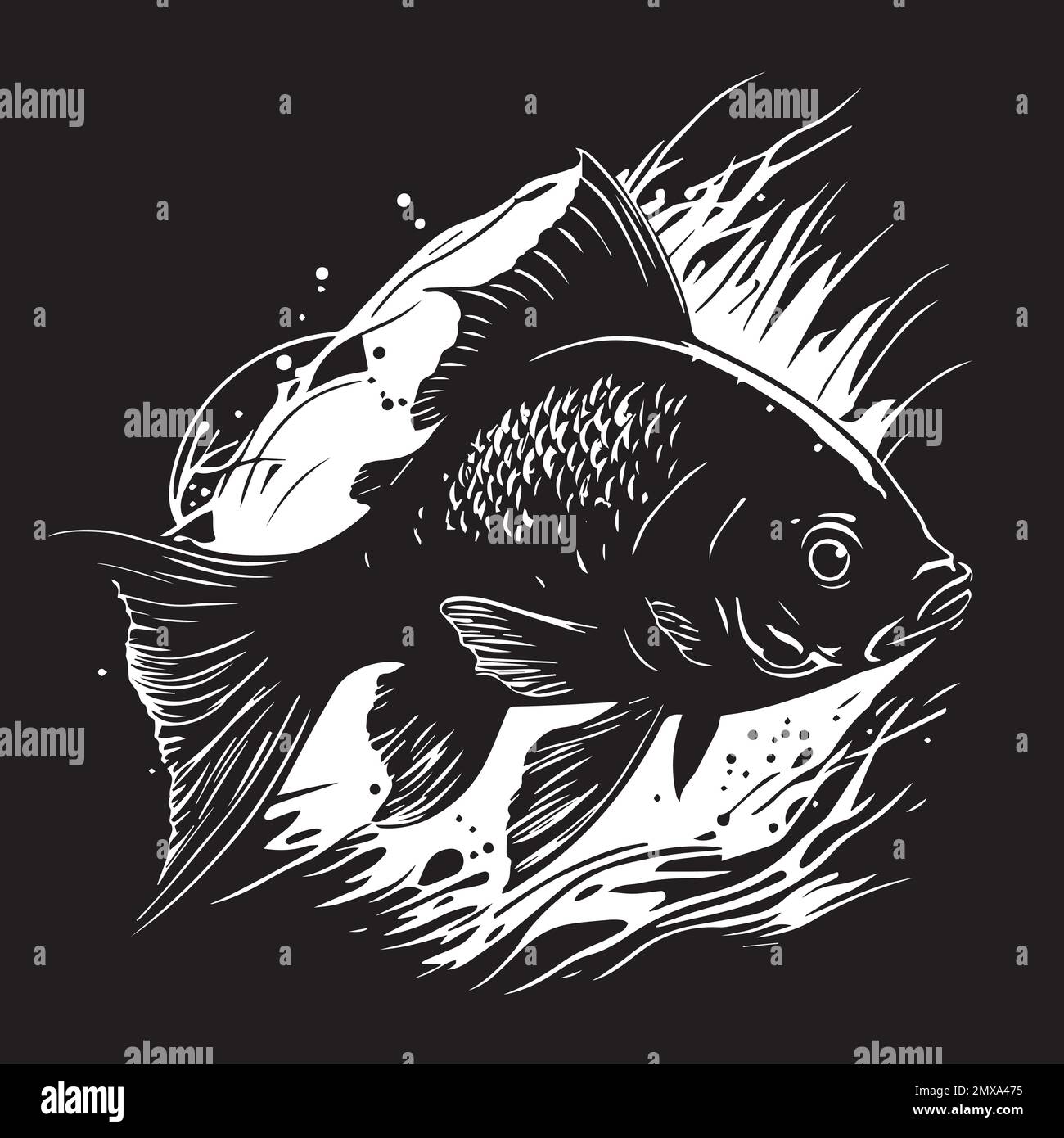 Gold Fish Dark Monochrome Logo Stock Vector Image & Art - Alamy