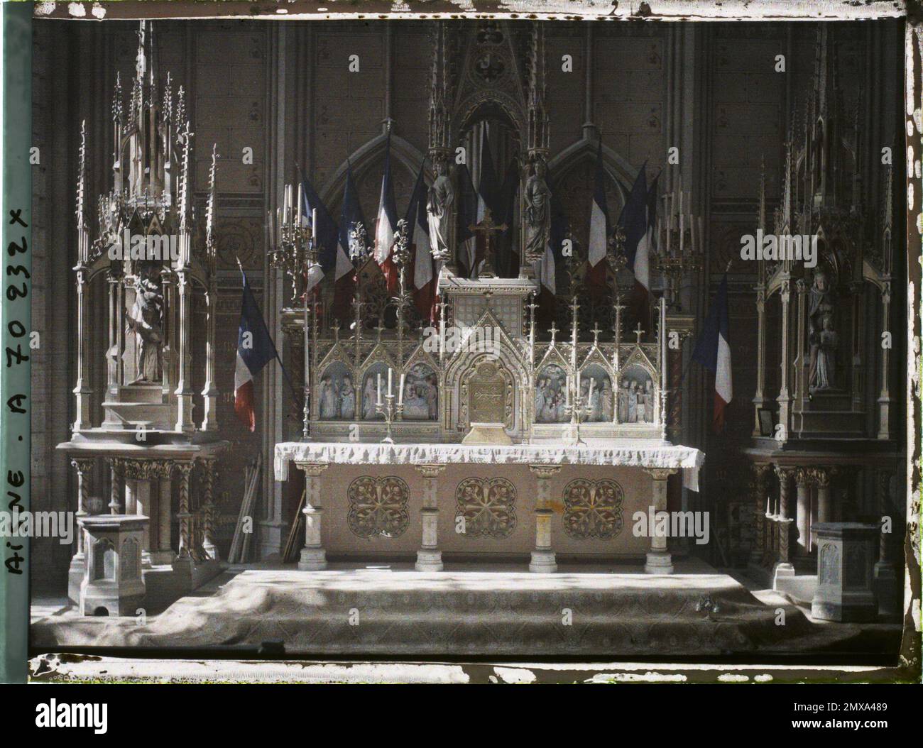 Soissons, Aisne, France altar of the chapel of the Rosary decorated ...