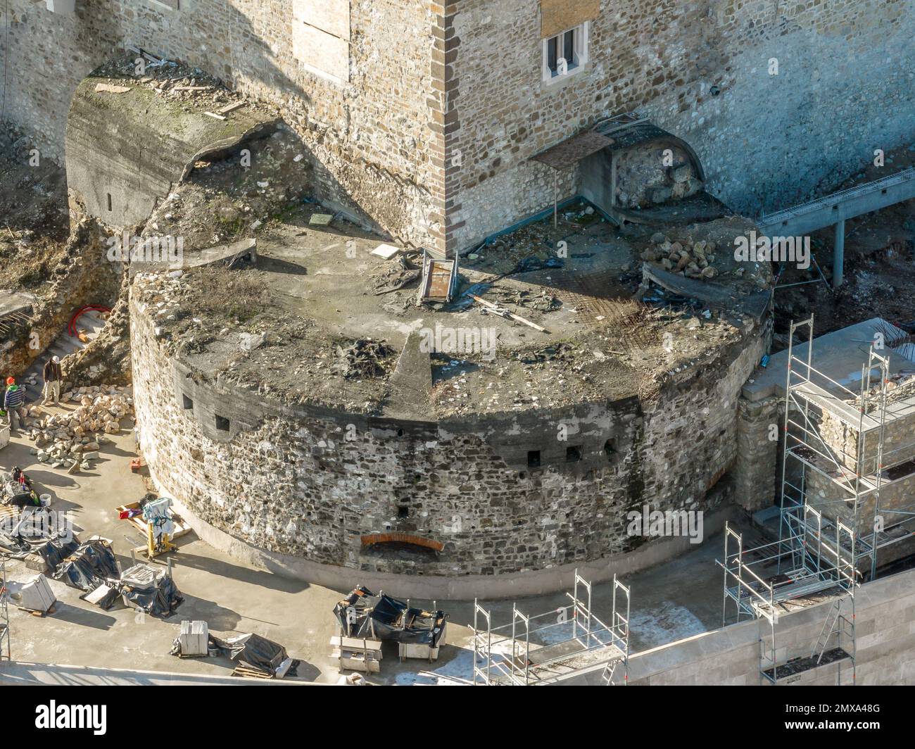 Aerial view of Diosgyor castle in Miskolc Borsod county Hungary, under ...