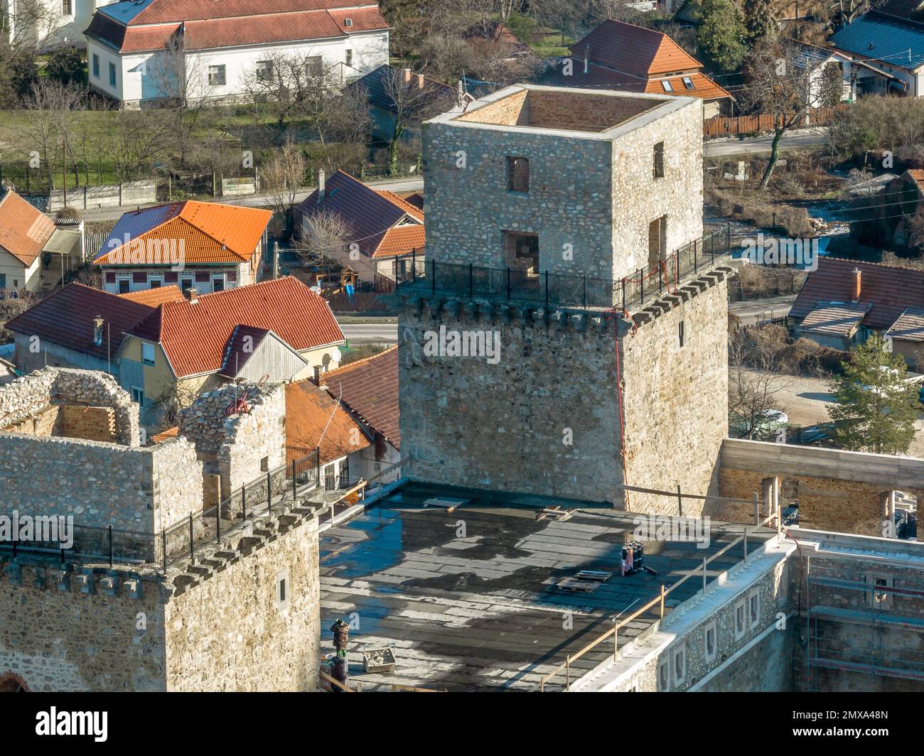 Aerial view of Diosgyor castle in Miskolc Borsod county Hungary, under ...