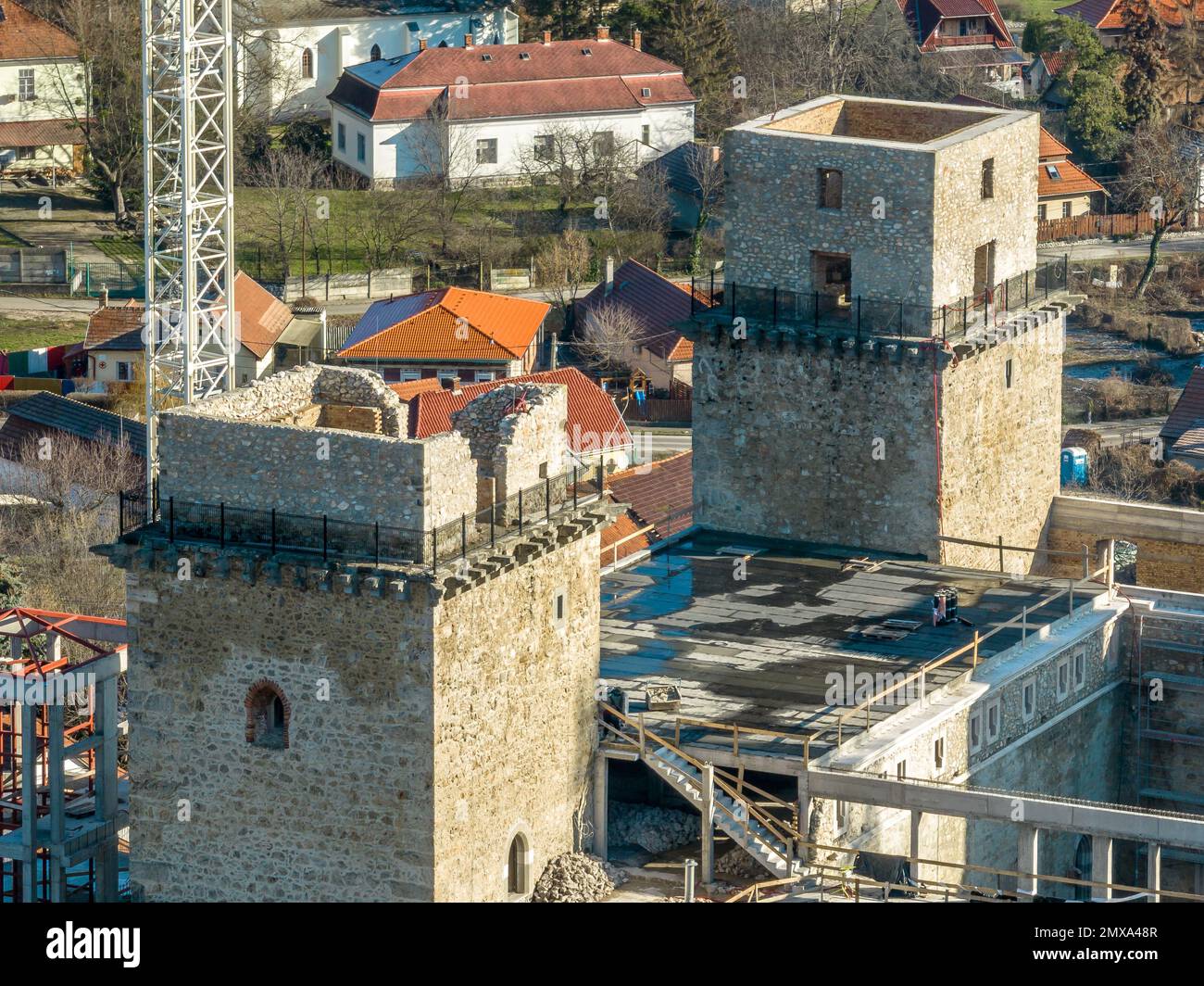 Aerial view of Diosgyor castle in Miskolc Borsod county Hungary, under ...
