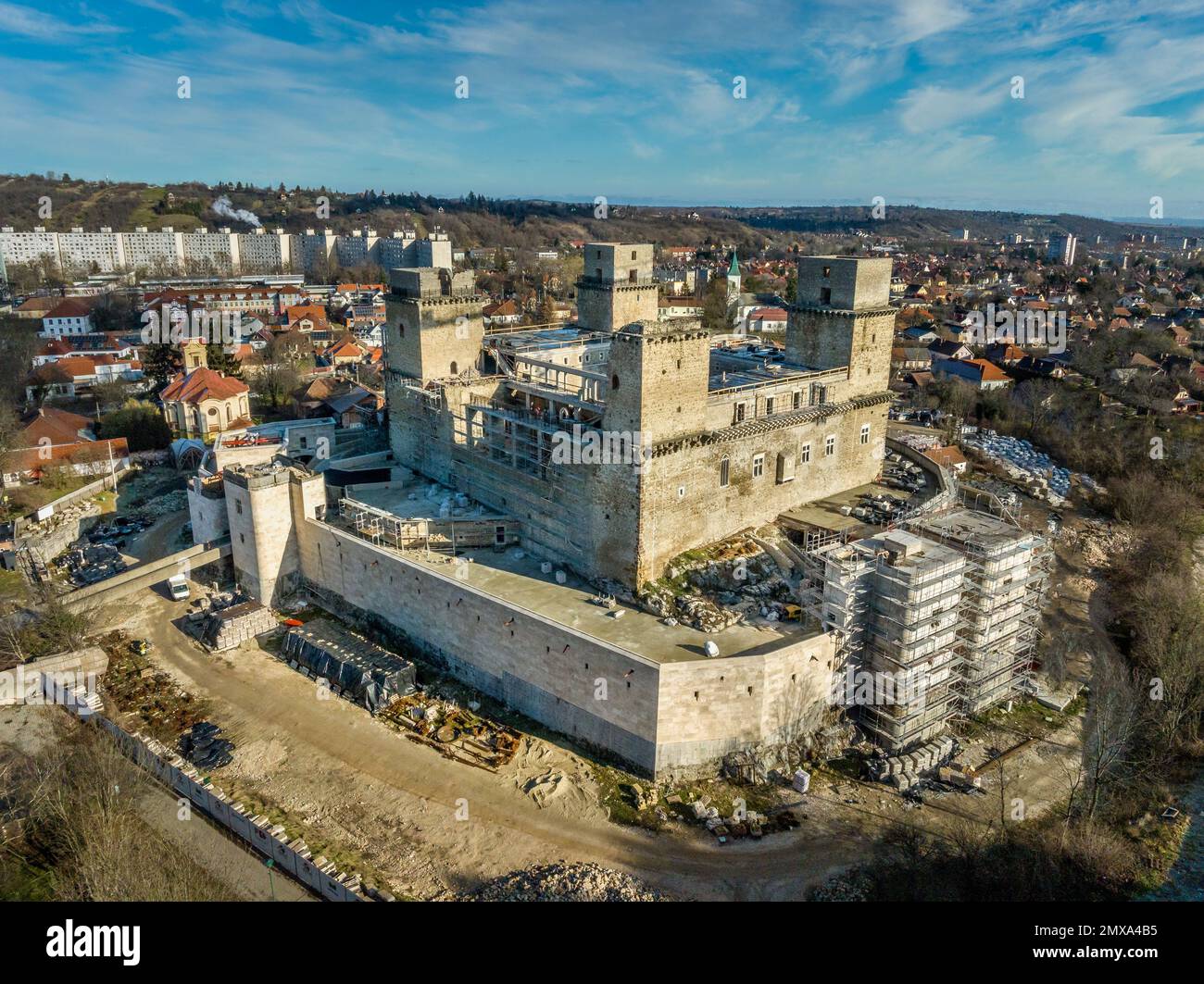 Aerial view of Diosgyor castle in Miskolc Borsod county Hungary, under ...
