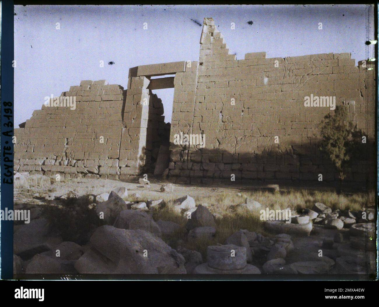 Thebes, Egypt, Africa Entrance Pylon of the Ramess Temple seen from the ...