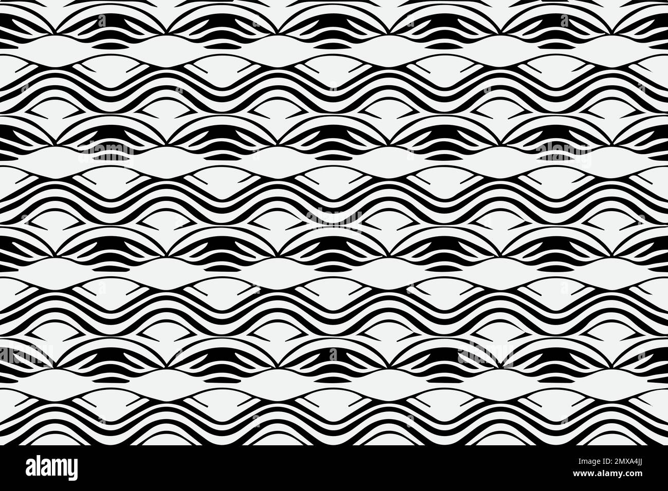 Seamless pattern with hand drawn wavy lines, editable EPS vector format ...