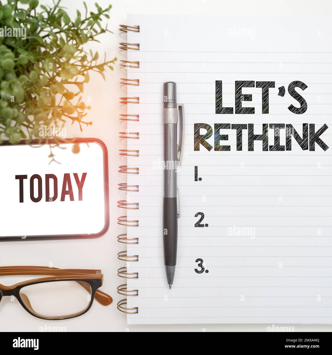Text sign showing Let's Rethink. Word Written on an Afterthought To ...