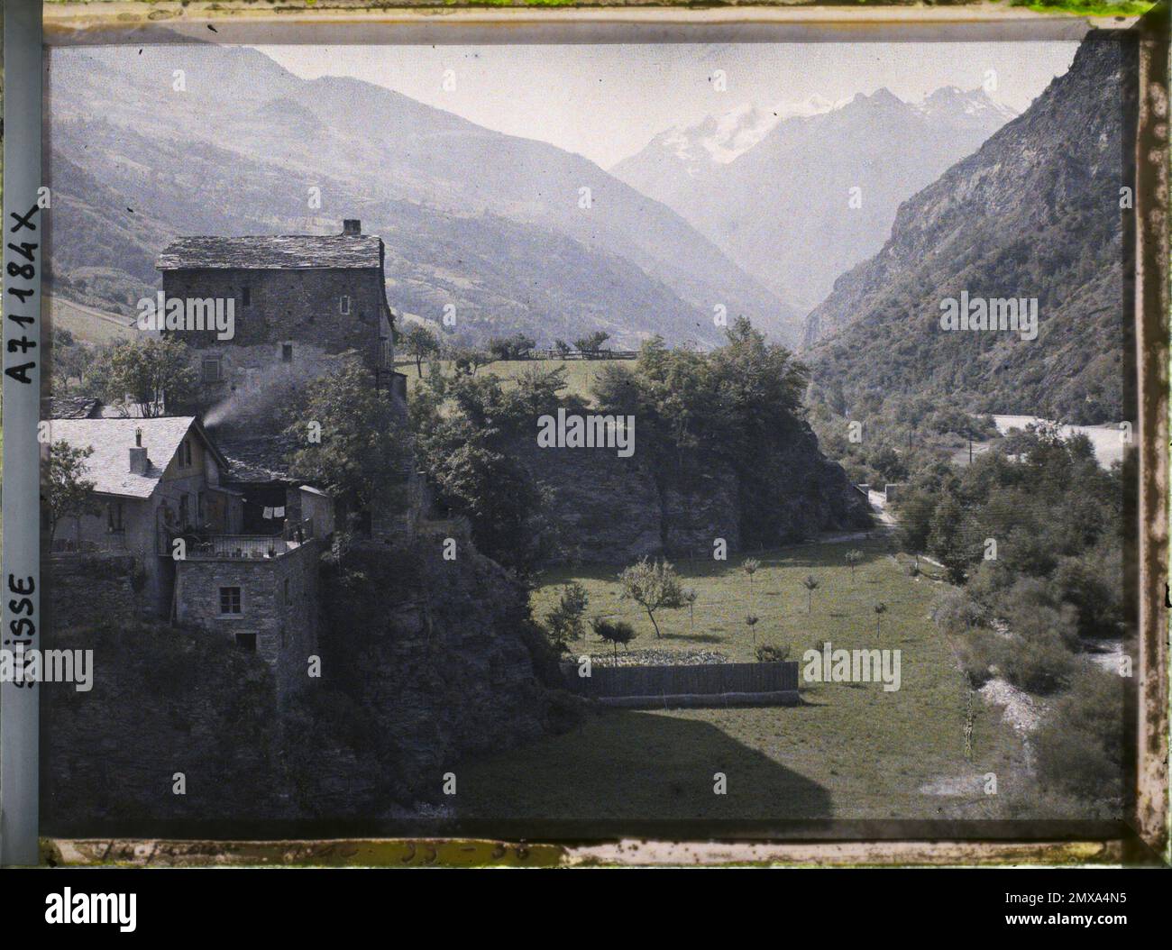 Visp, Swiss the Viège valley from the terrace of the Saint-Martin ...
