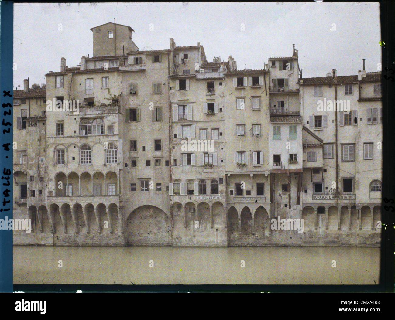 Florence, Italy Houses on Arno upstream of the Ponte Vecchio , 1913 ...