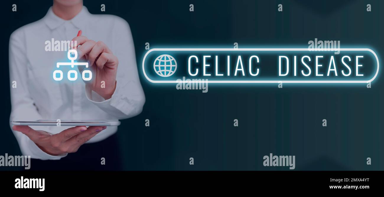 Handwriting text Celiac Disease. Internet Concept Small intestine is ...