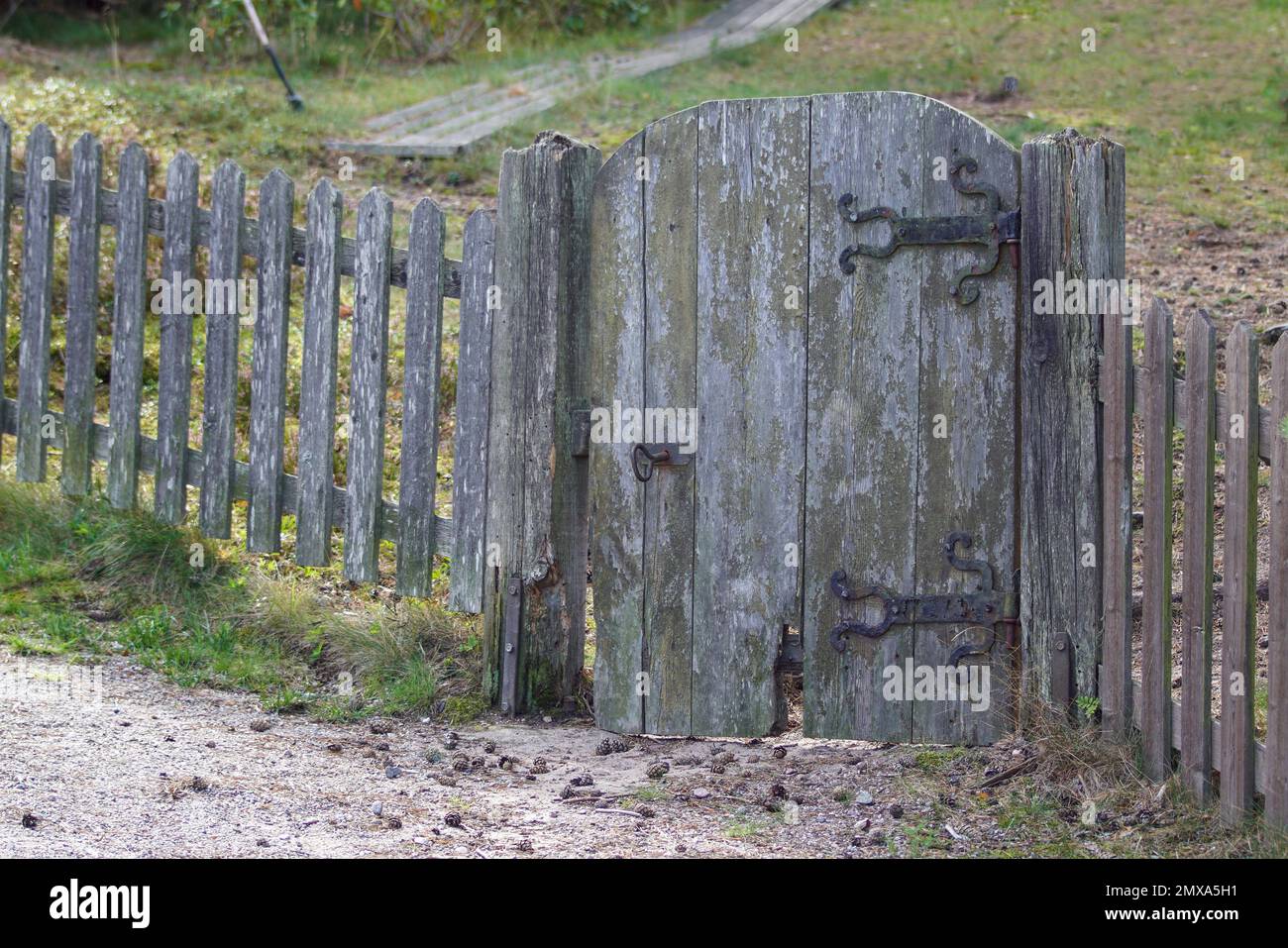 A old wooden gate and fence during summer Stock Photo - Alamy