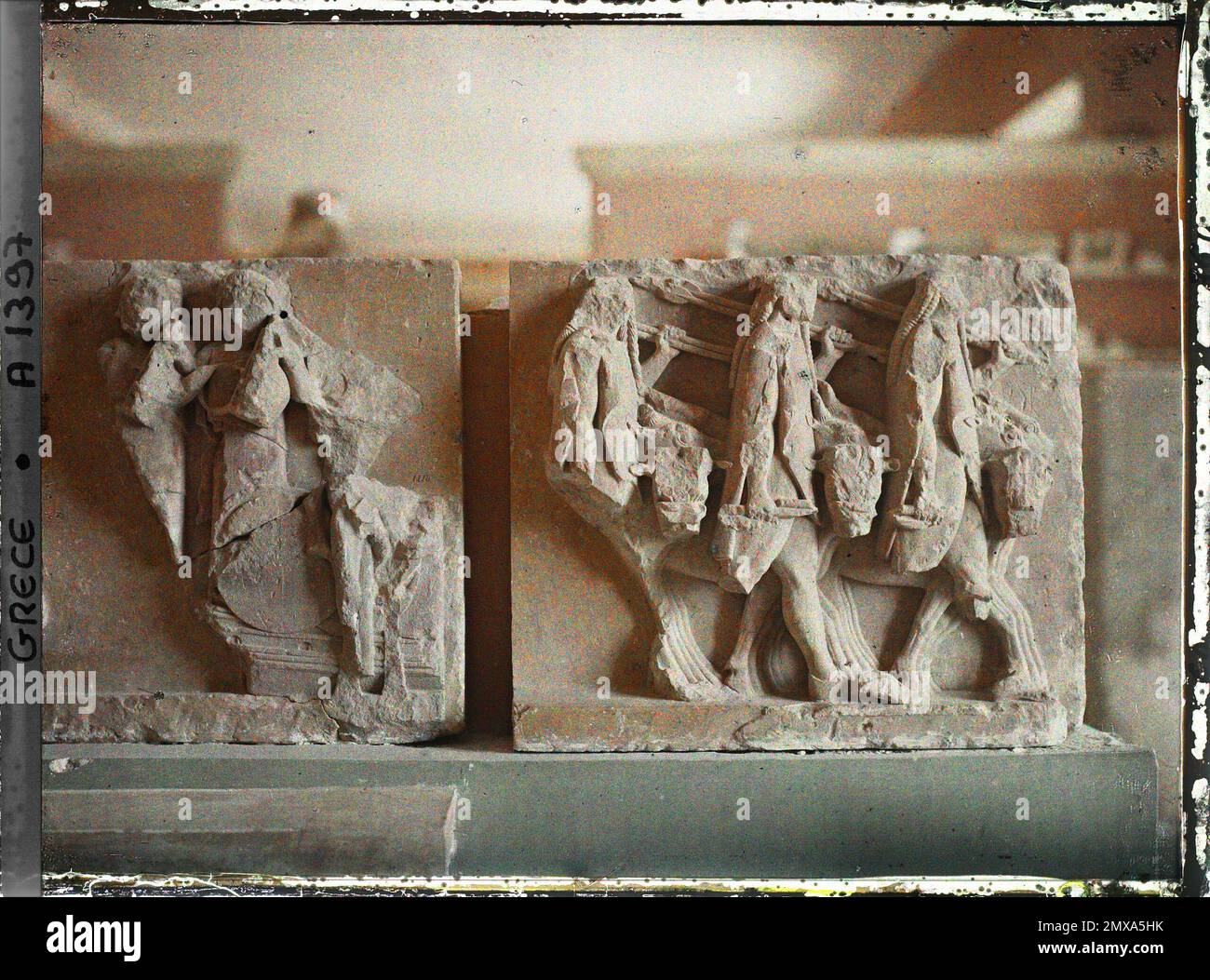 Metopes of rectangular treasure of sicyone comt of 6th century hi-res ...