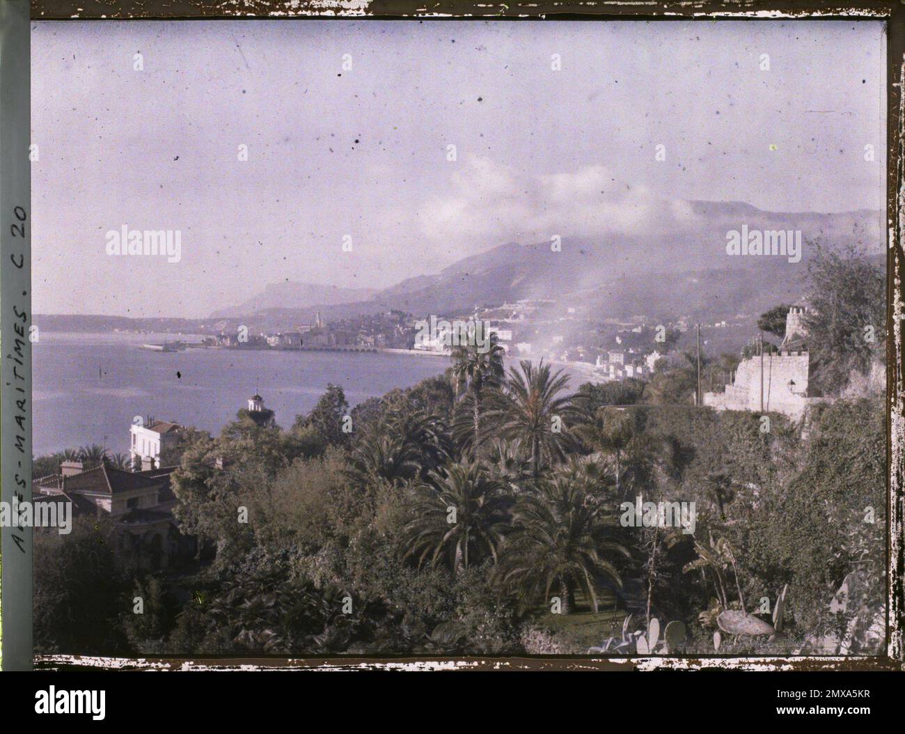 Menton, Alpes-Maritimes, France Panorama on Menton Bay, Cap Martin and ...