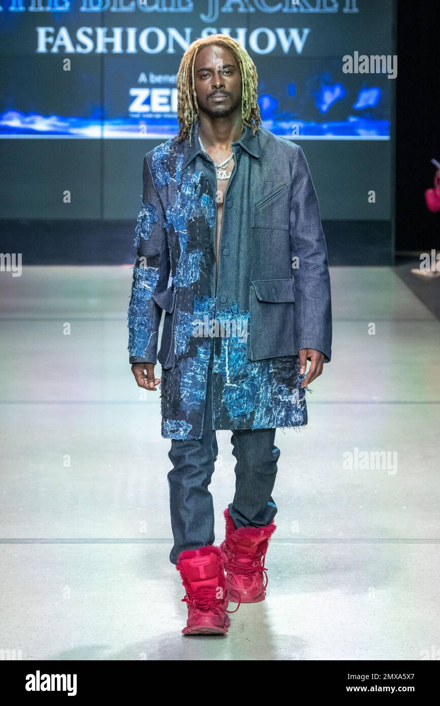 NEW YORK, NEW YORK - FEBRUARY 01: Clintn Lord walks the runway wearing ...