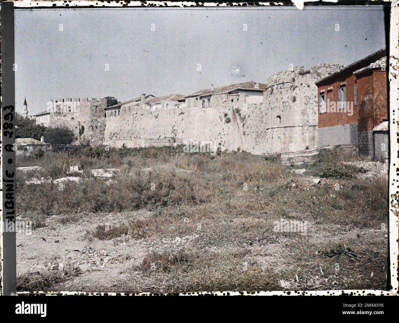 Durrës, Albania seen behind our hotel with the built walls and the ...