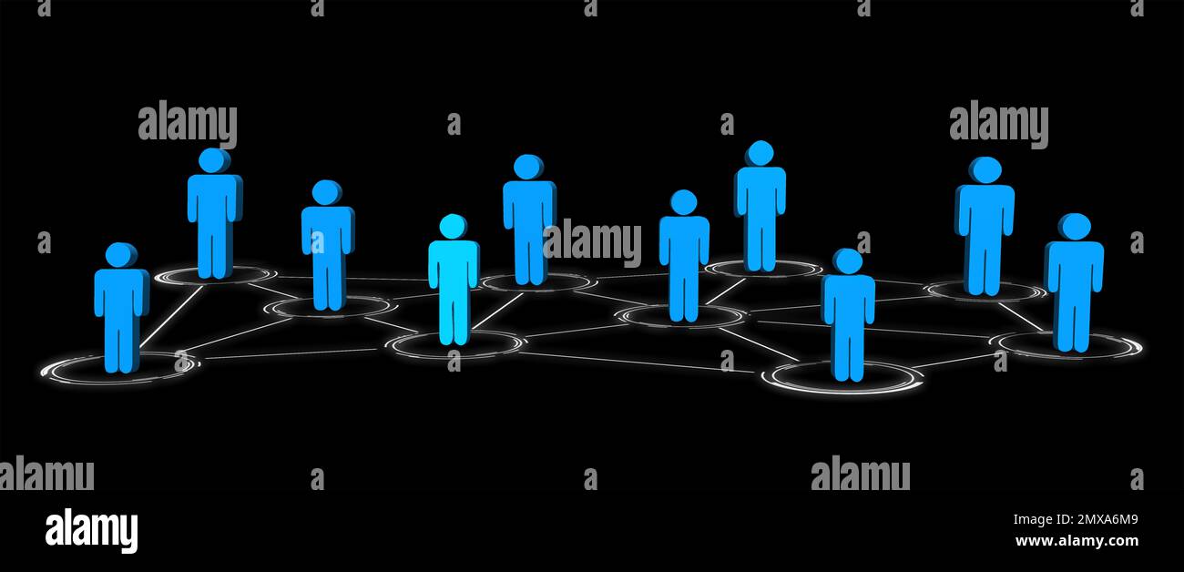 Corporation structure. Linked people figures on black background ...