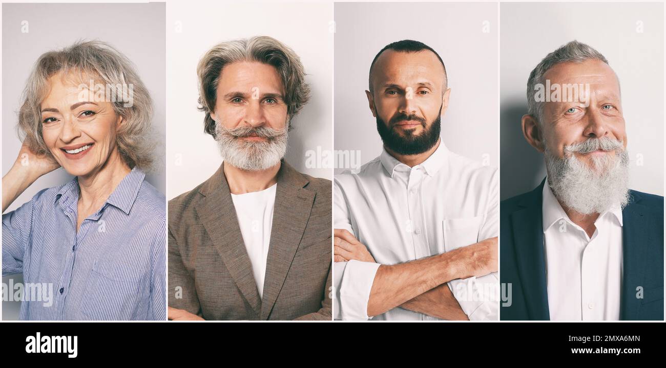 Collage with portraits of different business people. Banner design ...