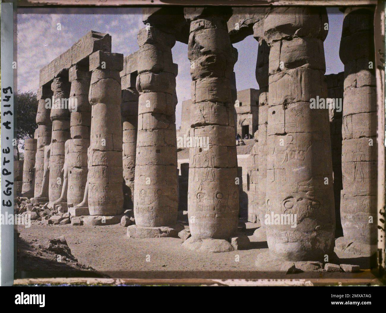Louqsor, Egypt, Africa colonnade in the courtyard of Ramses II , 1914 ...