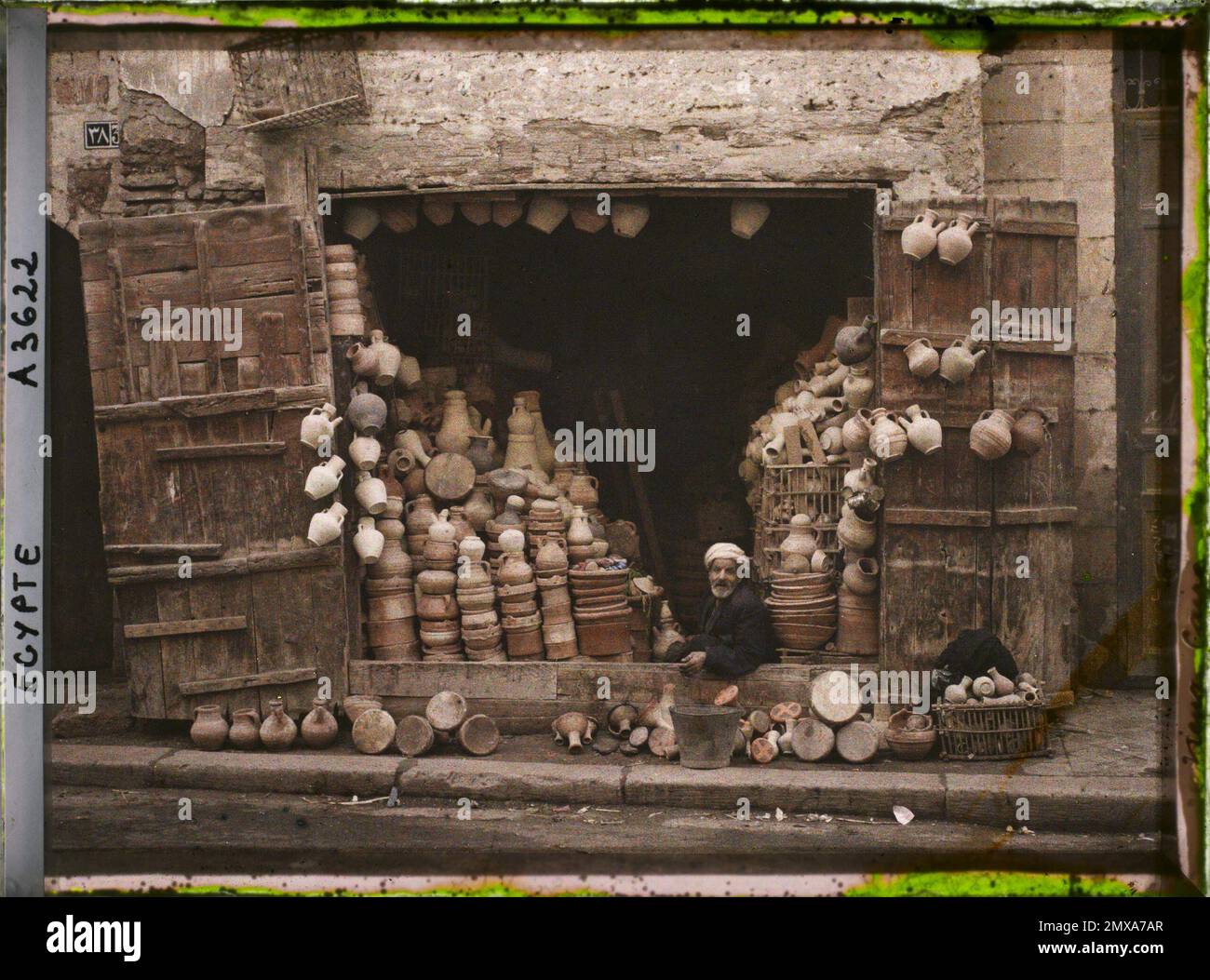 Cairo, Egypt, Africa selling pottery seated in his shop , 1914 - Egypt ...