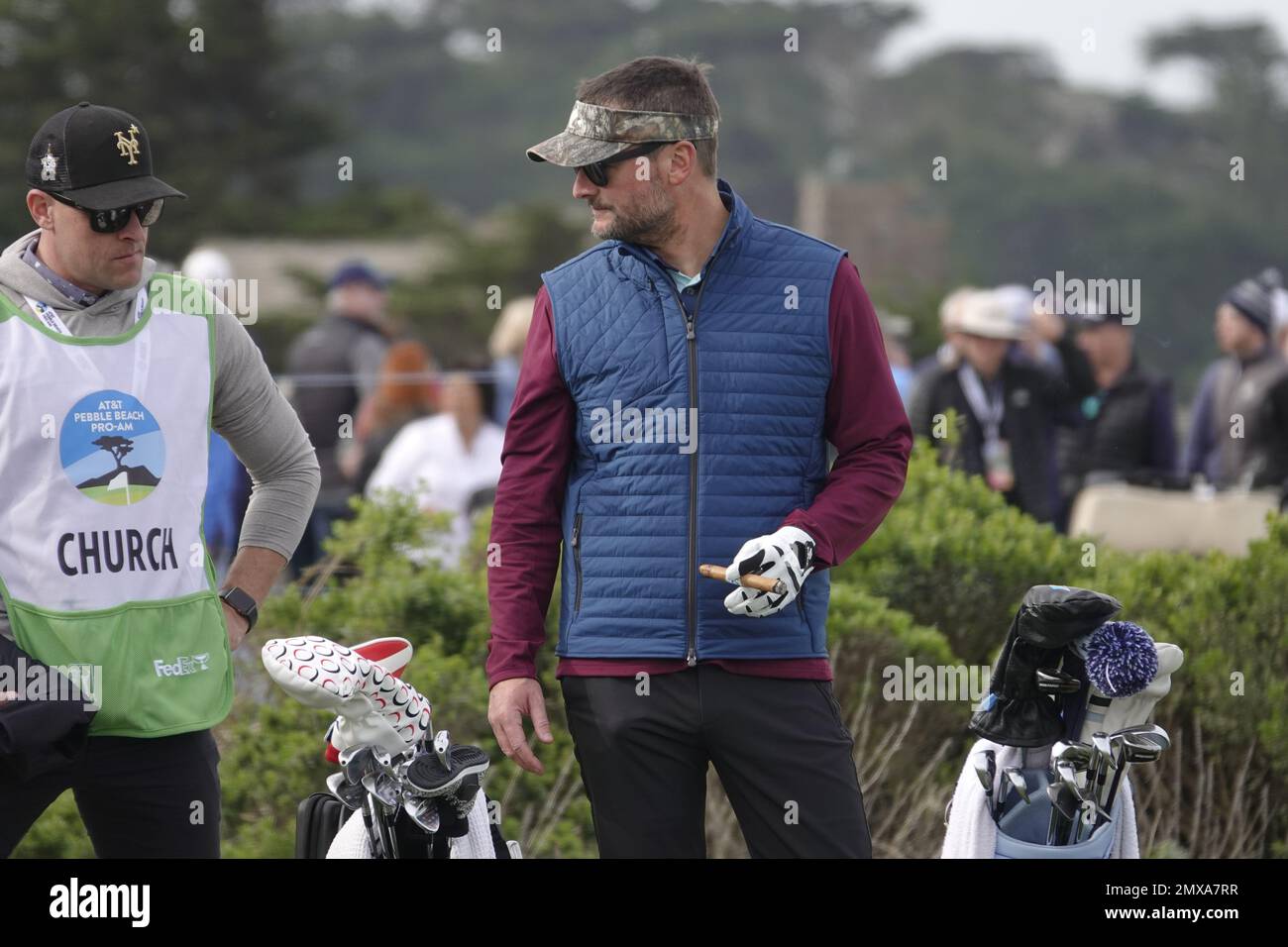 Pebble Beach, CA, USA. 2nd Feb, 2023. Eric Church smokes his cigar on ...