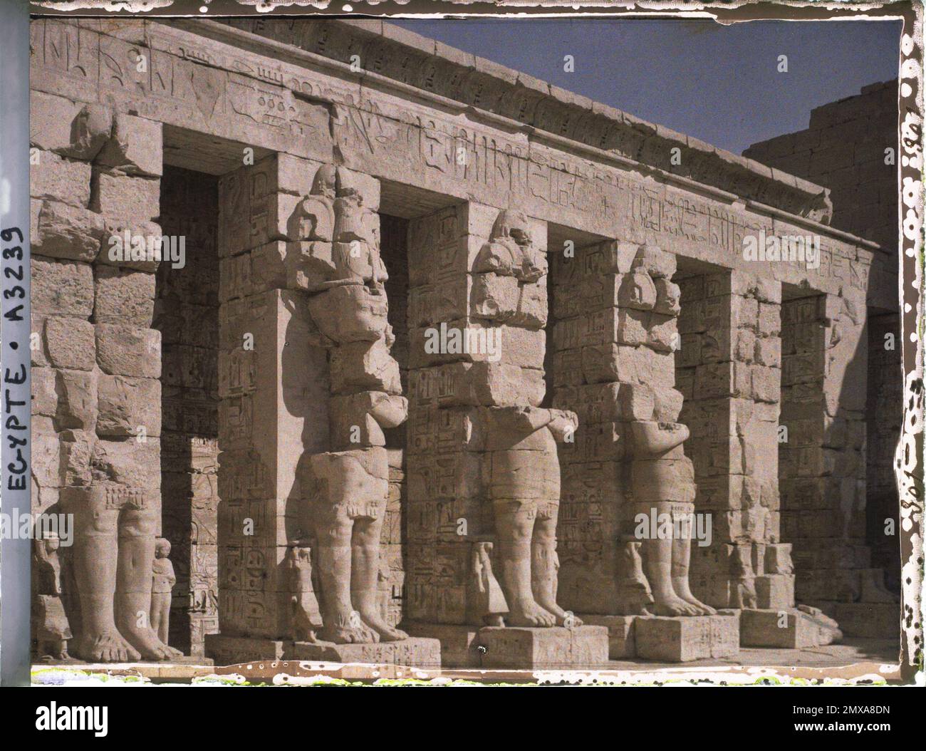 Medinet-Habou, Egypt, Africa Osiriac pillars of the 1st Court of the ...