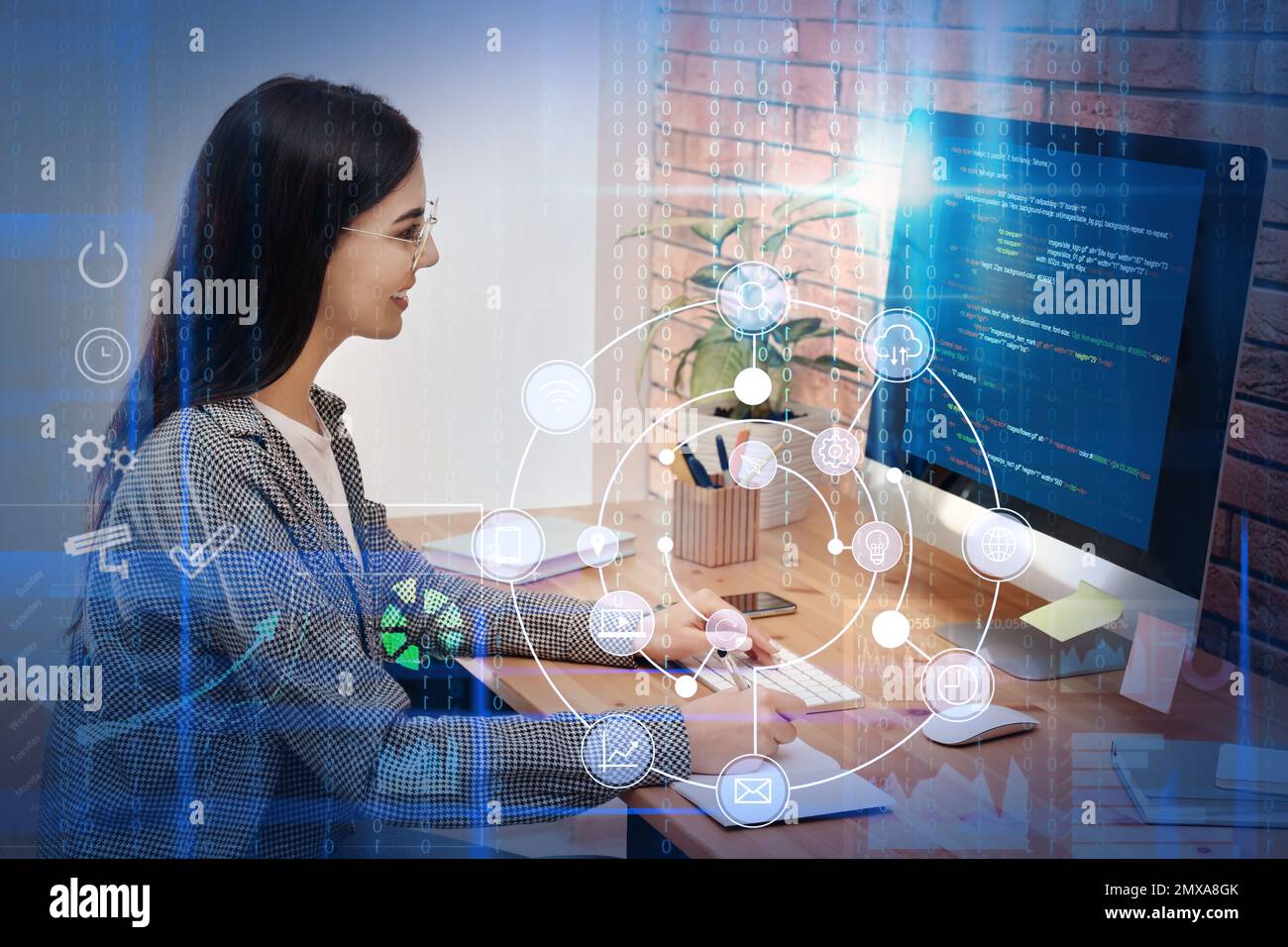 Professional programmer working with computer in office Stock Photo - Alamy