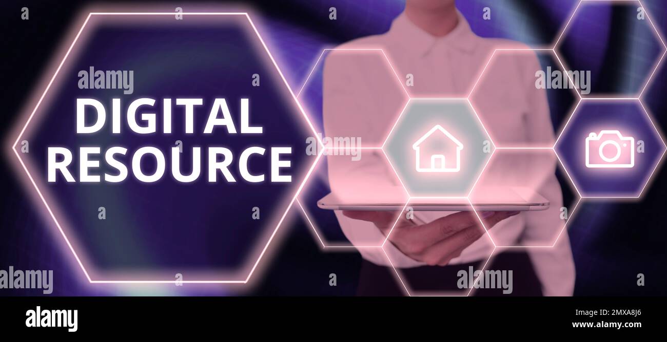 Writing displaying text Digital Resource. Concept meaning content that ...