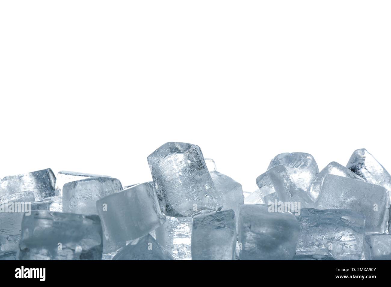 Crystal clear ice cubes isolated on white Stock Photo - Alamy