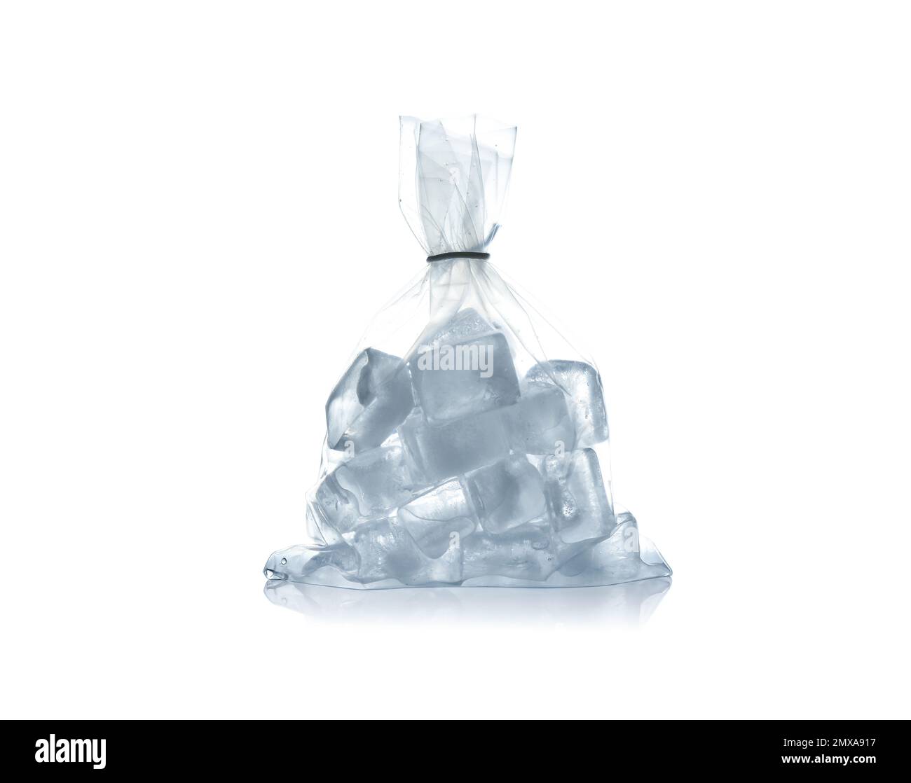 Ice cubes in plastic bag isolated on white Stock Photo - Alamy