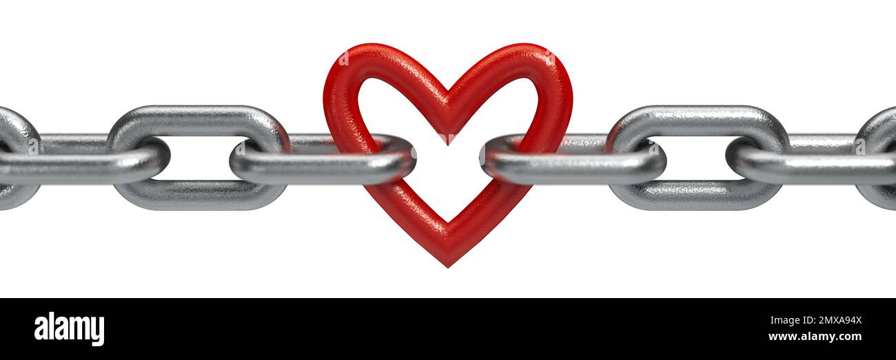 Red heart held by a steel chain background Stock Photo - Alamy