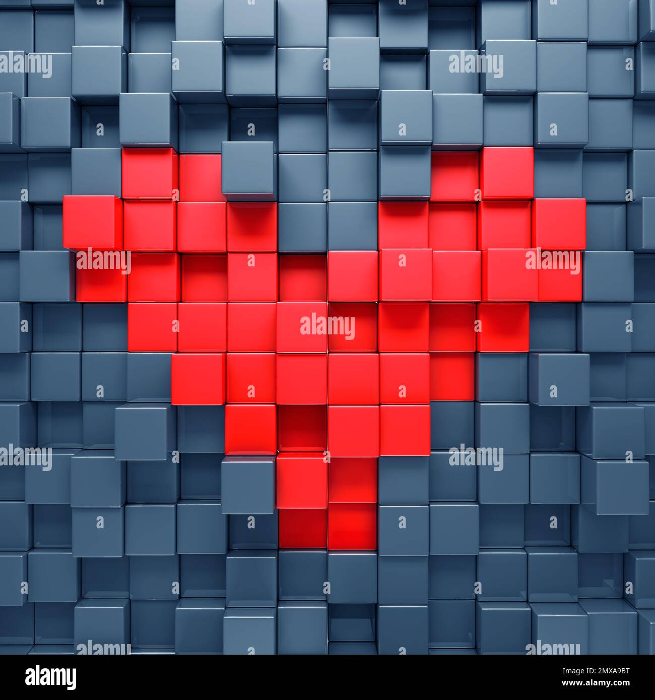 Red heart blocks background - 3d render Stock Photo - Alamy