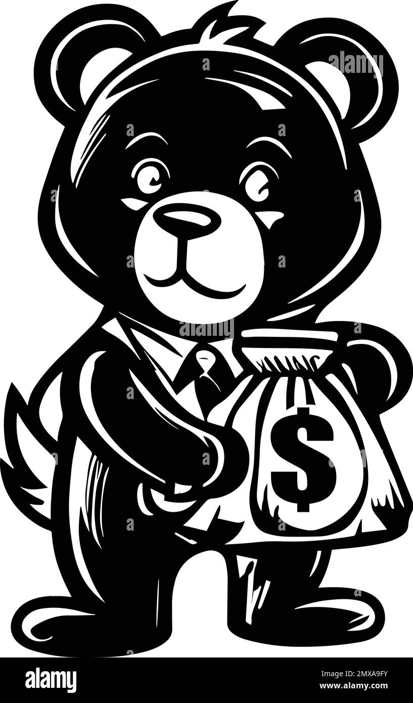 Design Of A Bear With Bag Of Cash Stock Vector Image & Art - Alamy