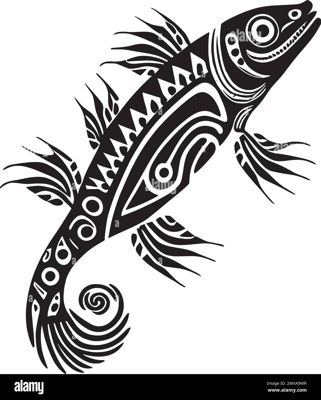 Tribal Fish Black Color Logo Stock Vector Image & Art - Alamy