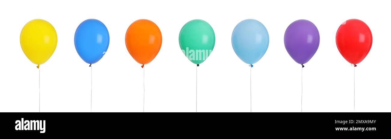 Set of different color balloons on white background. Banner design ...