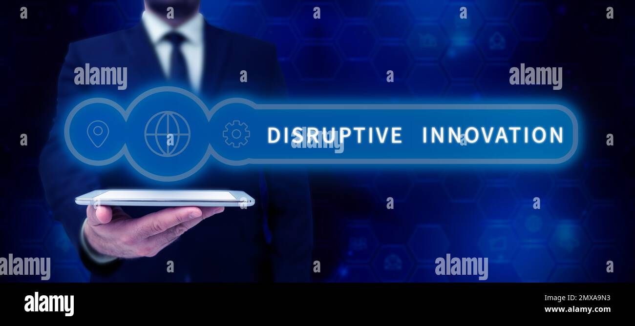 Text caption presenting Disruptive Innovation. Word Written on ... Text caption presenting Disruptive Innovation. Word Written on ...