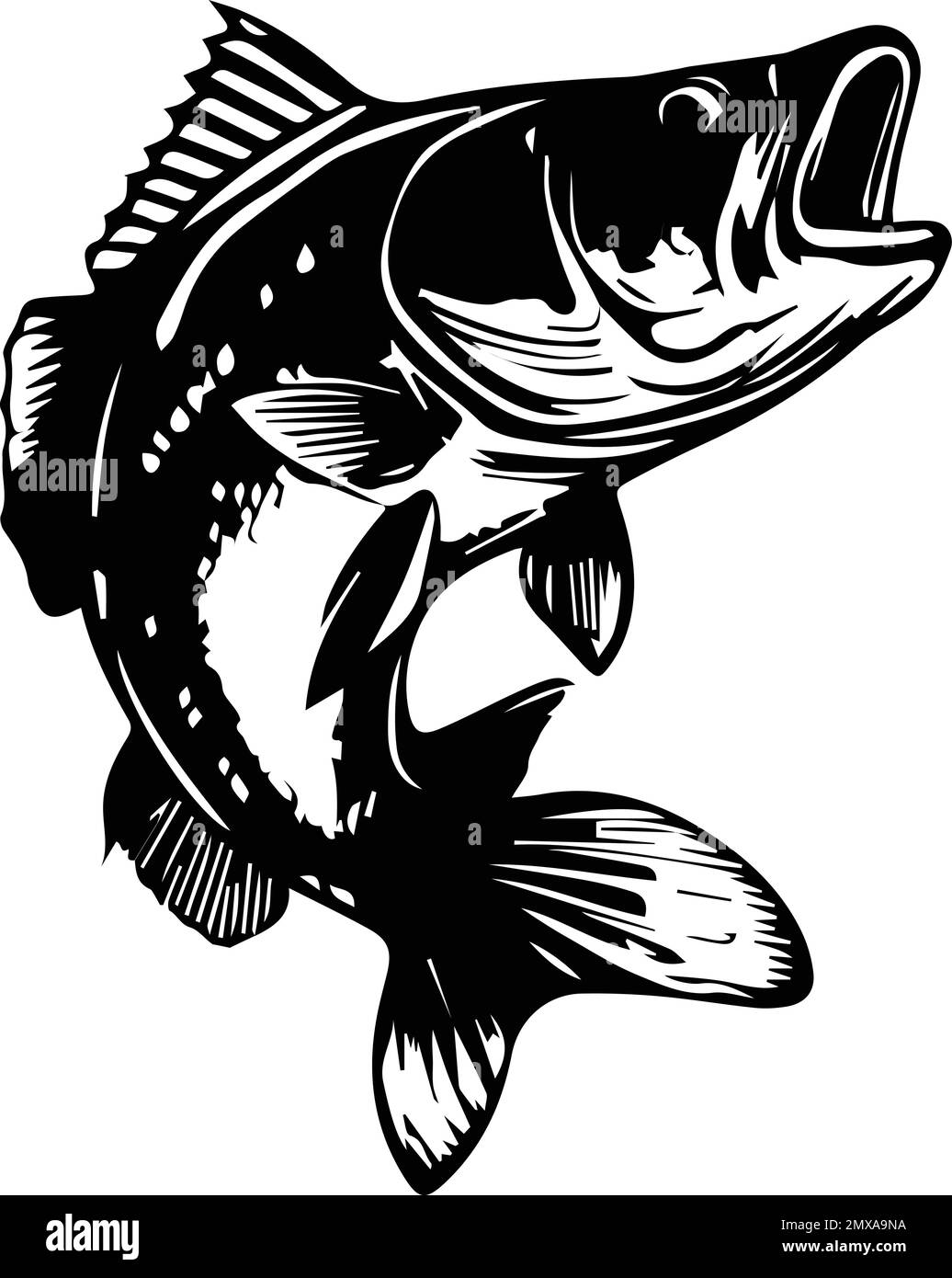 Bass Fish Monochrome Logo Design Stock Vector Image & Art - Alamy