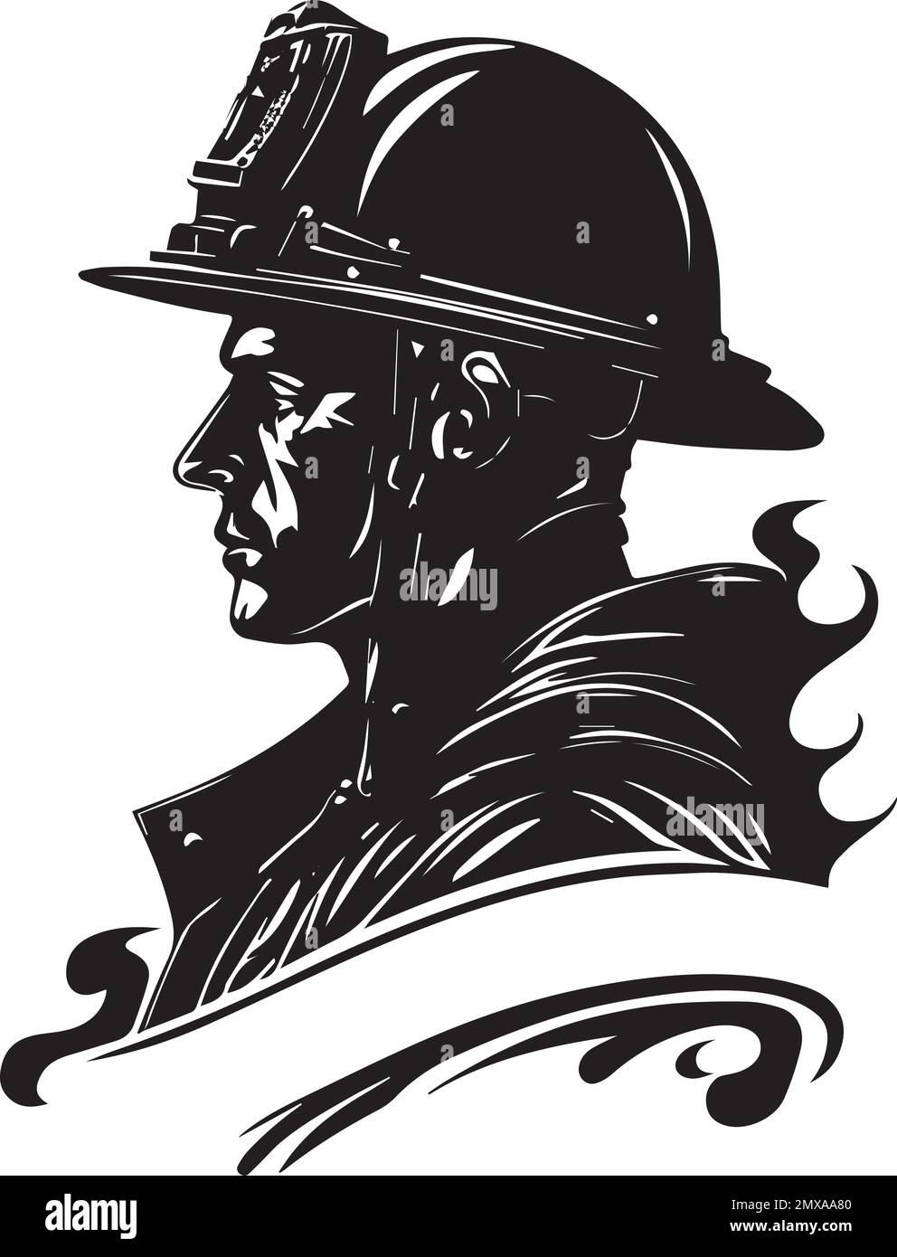 Firefighter Monochrome Logo Fireman Design Stock Vector Image & Art - Alamy