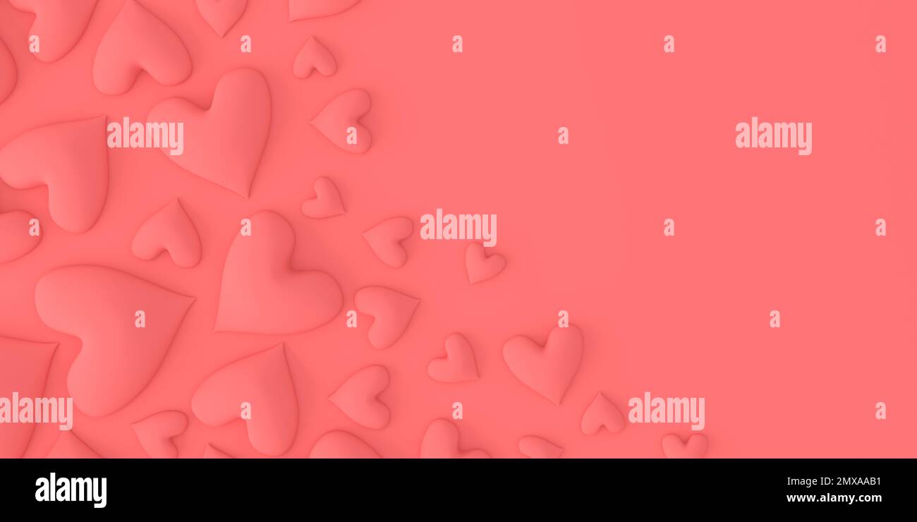 Overhead of soft pastel pink hearts. For romantic Valentine's day ...