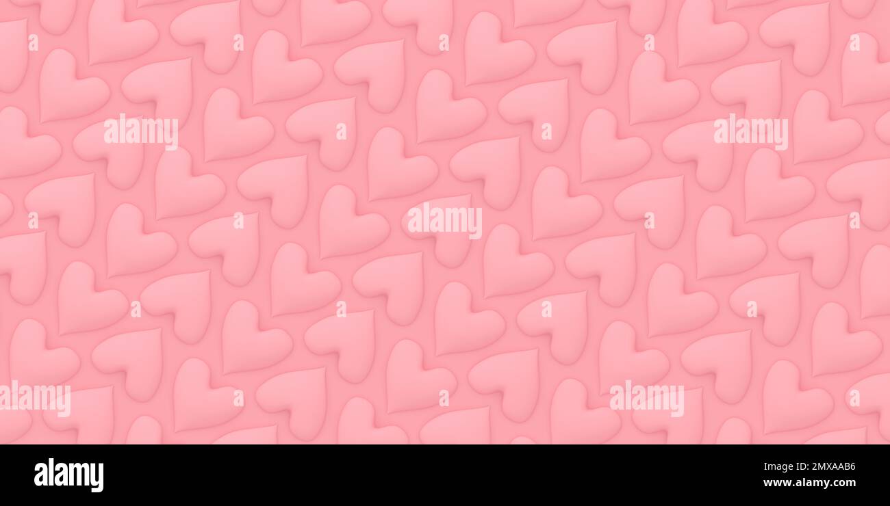 Simple pattern of pink hearts for Valentine's day or other romantic theme background. 3d Render ...