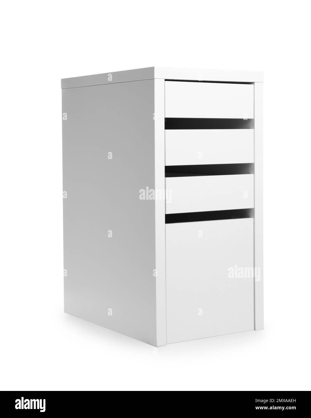 Stylish drawer unit with wheels isolated on white Stock Photo - Alamy