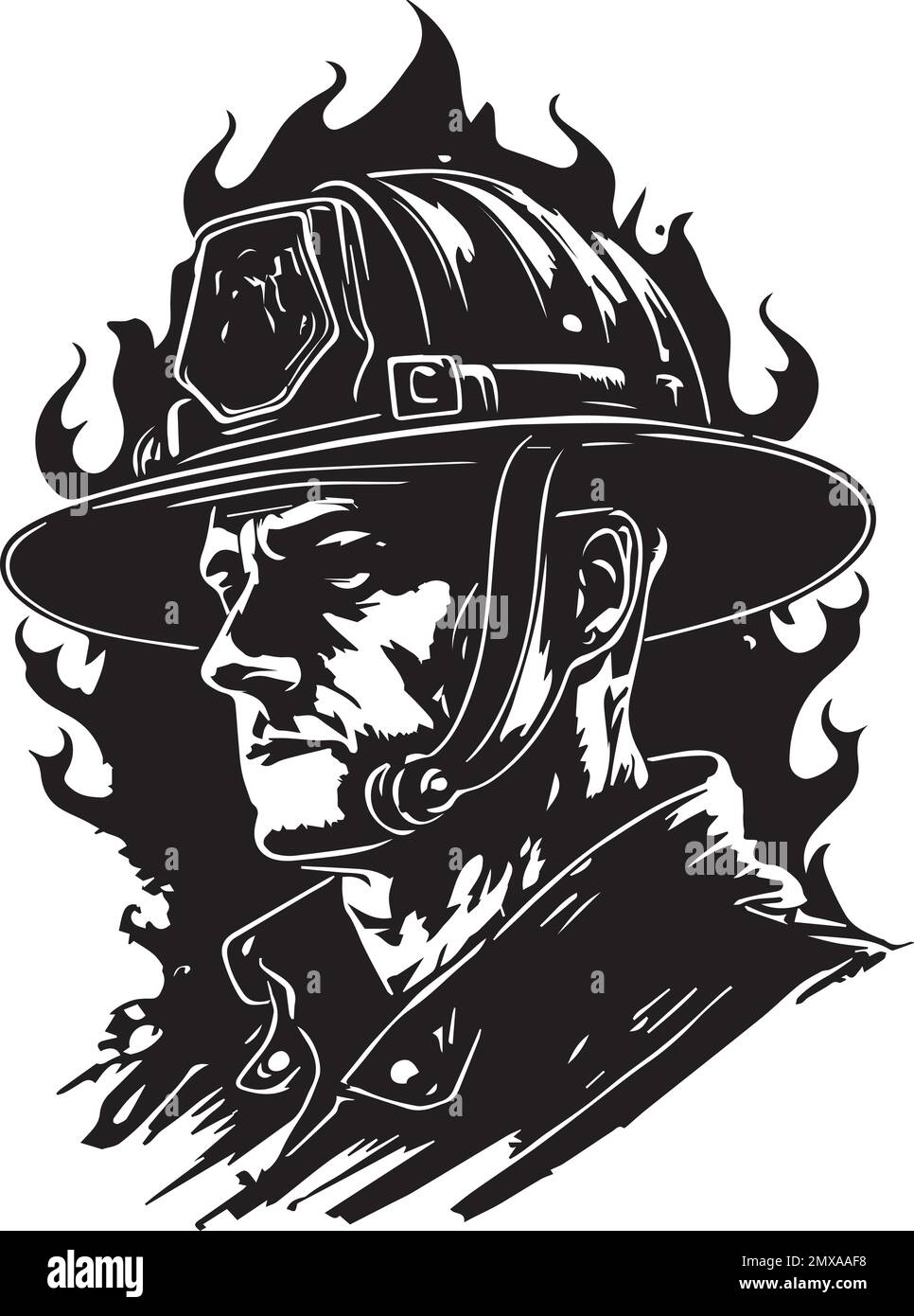 Firefighter Monochrome Logo Fireman Design Stock Vector Image & Art - Alamy