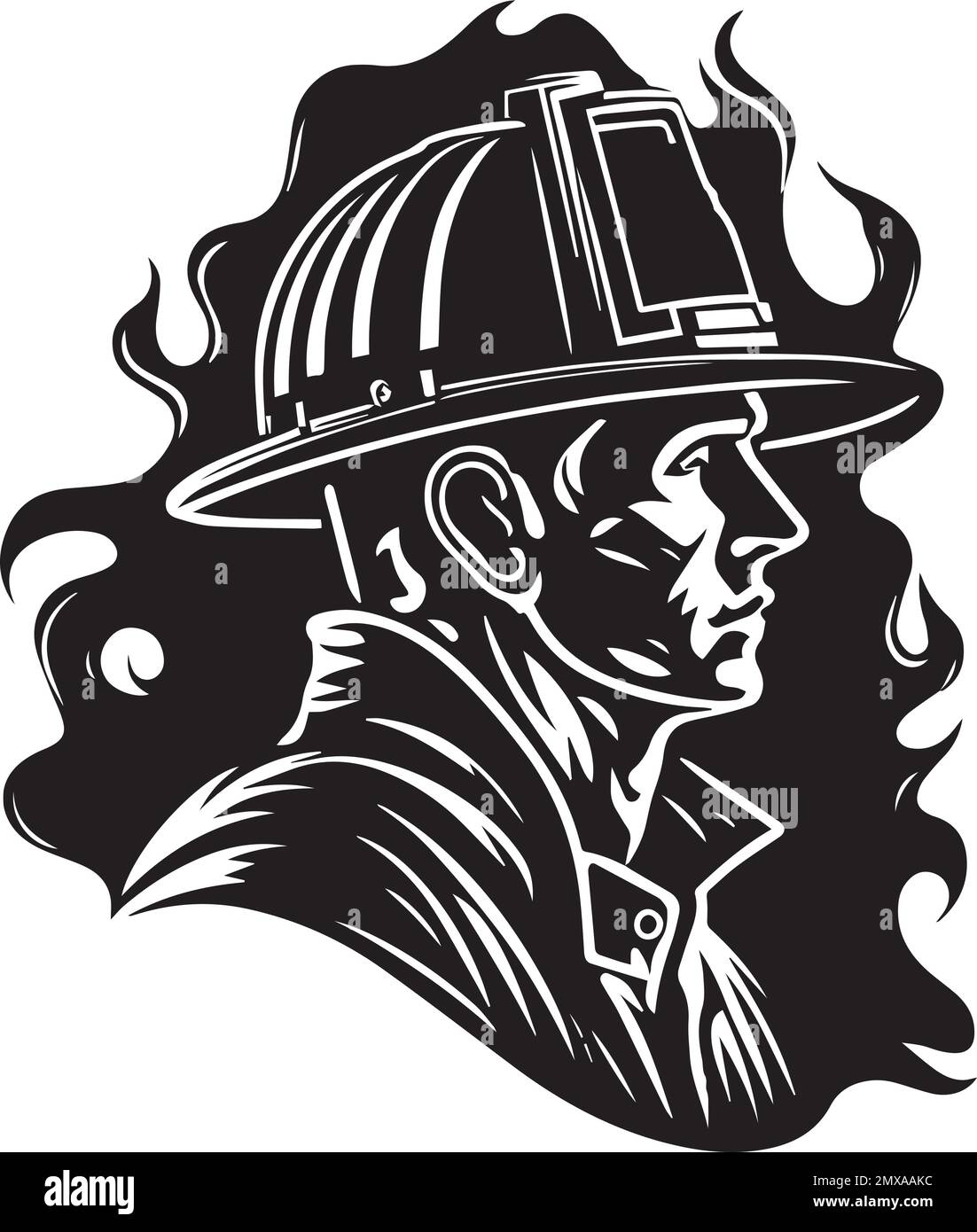Firefighter Monochrome Logo Fireman Design Stock Vector Image & Art - Alamy