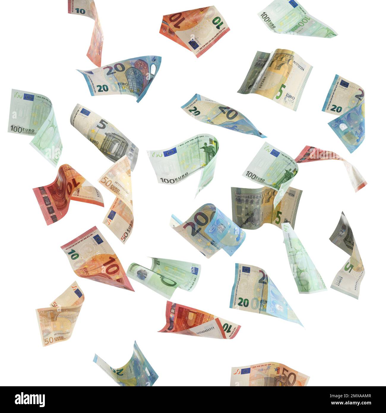 Set of falling money on white background. Currency exchange Stock Photo ...