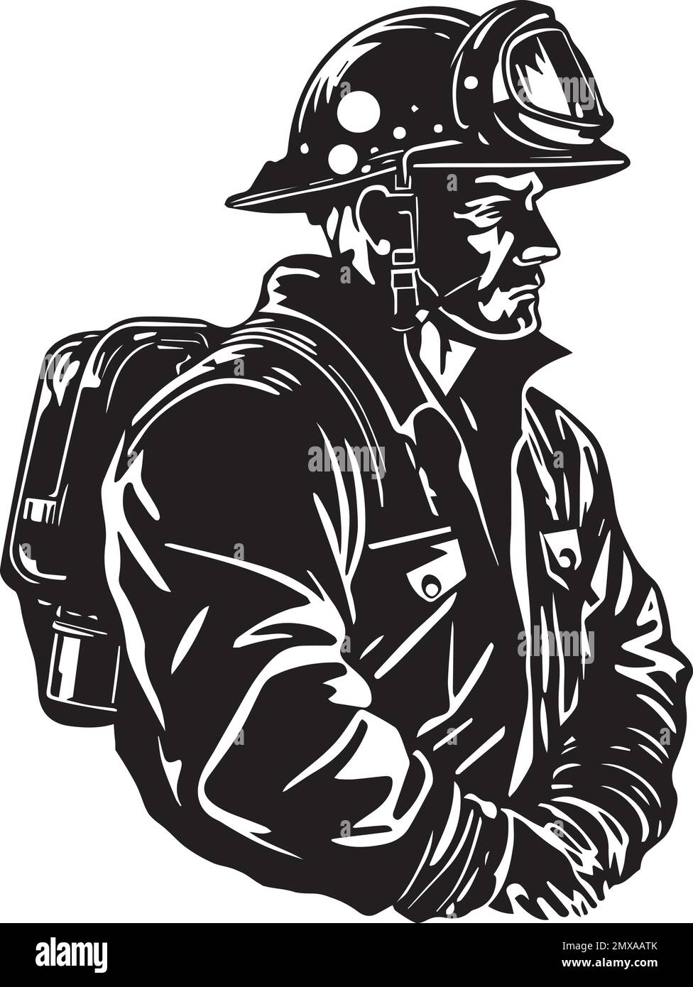 Firefighter Monochrome Logo Fireman Design Stock Vector Image & Art - Alamy